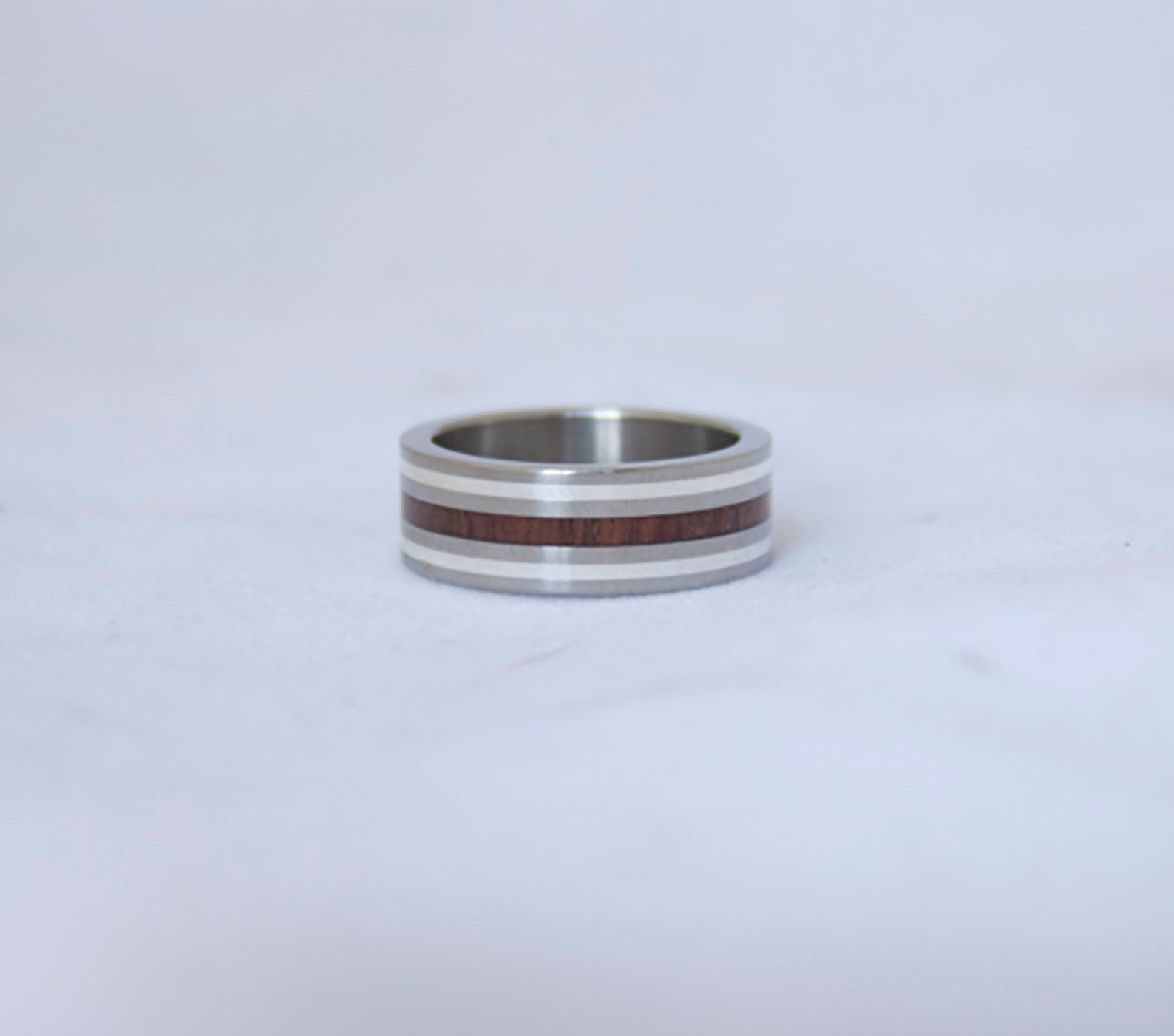 Black Walnut Ring for Man and Woman Flat Band Titanium Silver - Etsy