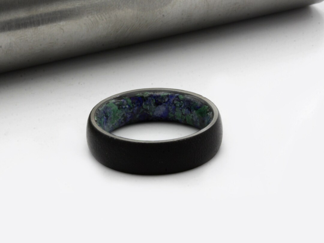 Wedding Raw Malachite and Lapis Band for Man and Woman Size Flat ...