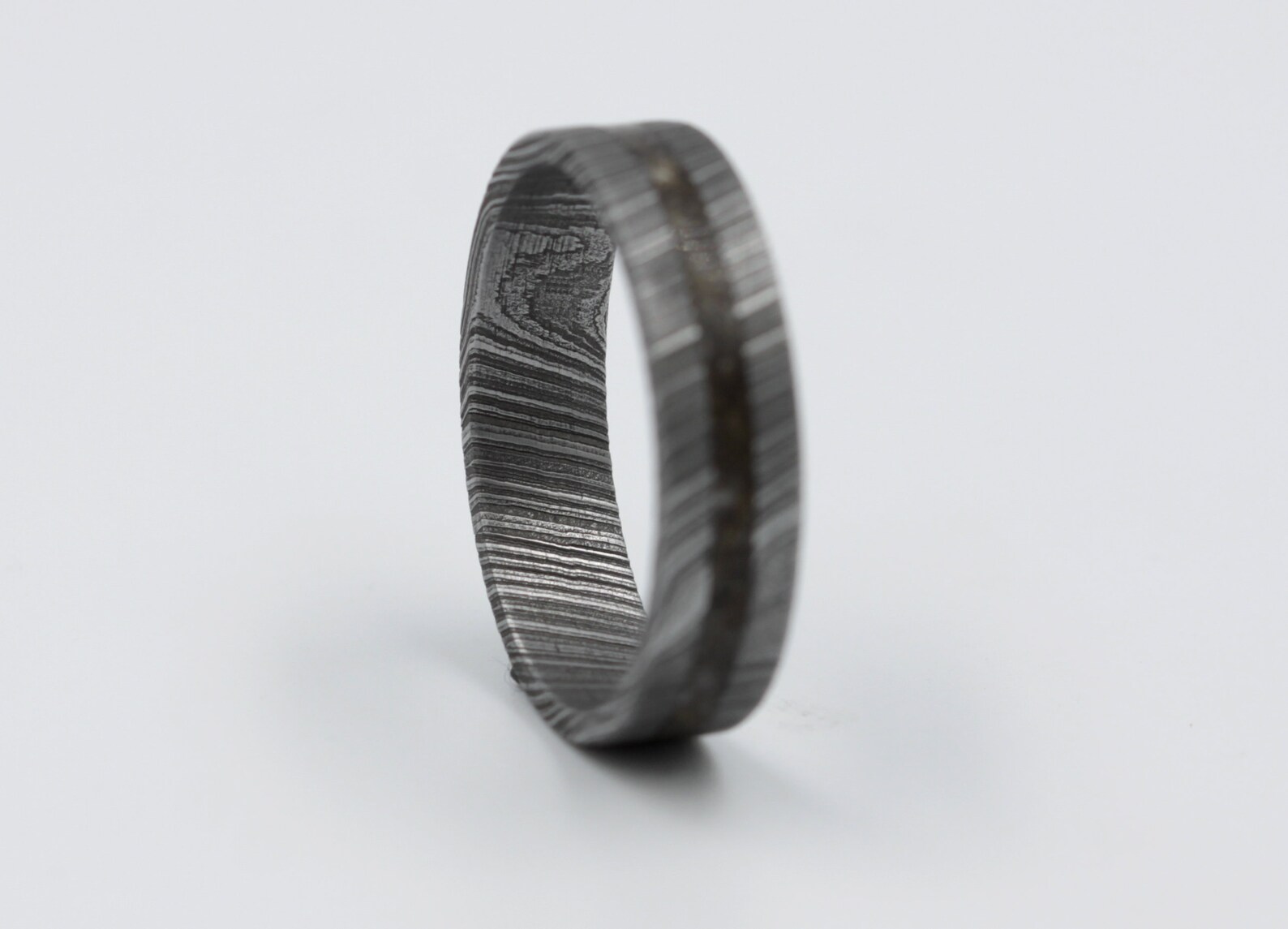 Damascus Steel Ring Dinosaur Fossil Wedding Band Man Wedding | Etsy