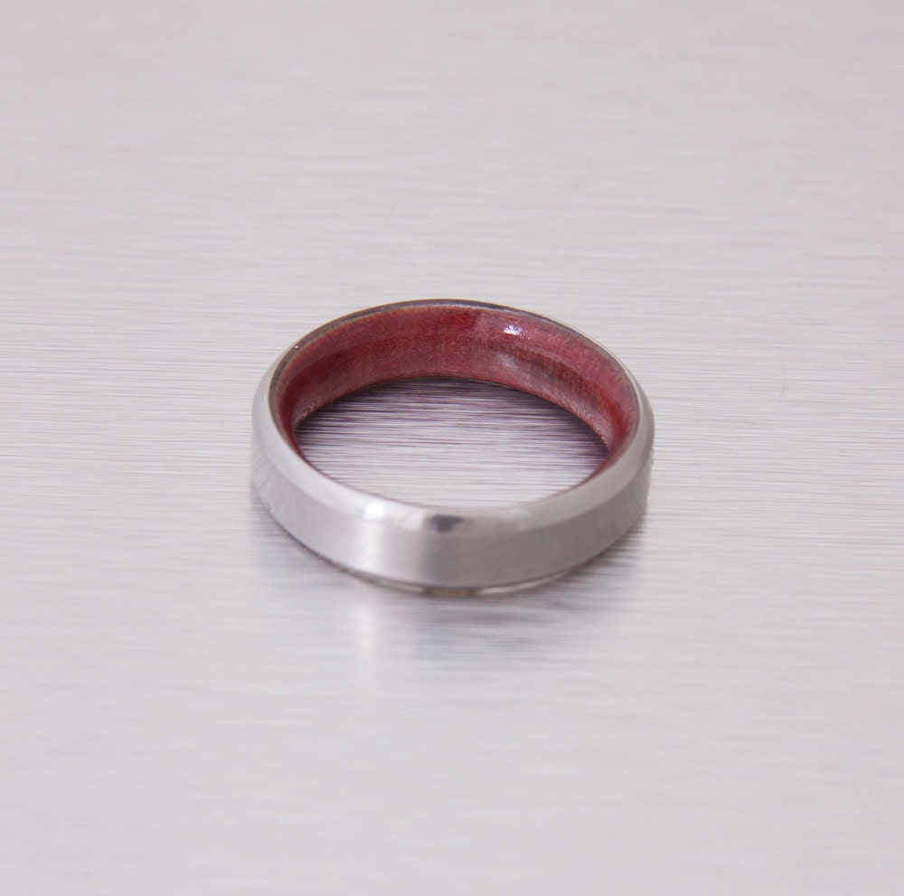 Man Wedding Band Red Cedar Ring Titanium Band Mens Wedding Ring Wood ...