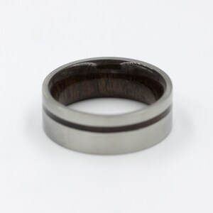 Black Walnut Ring Mens Wedding Band Wood Ring Gift Ring Titanium Wood ...