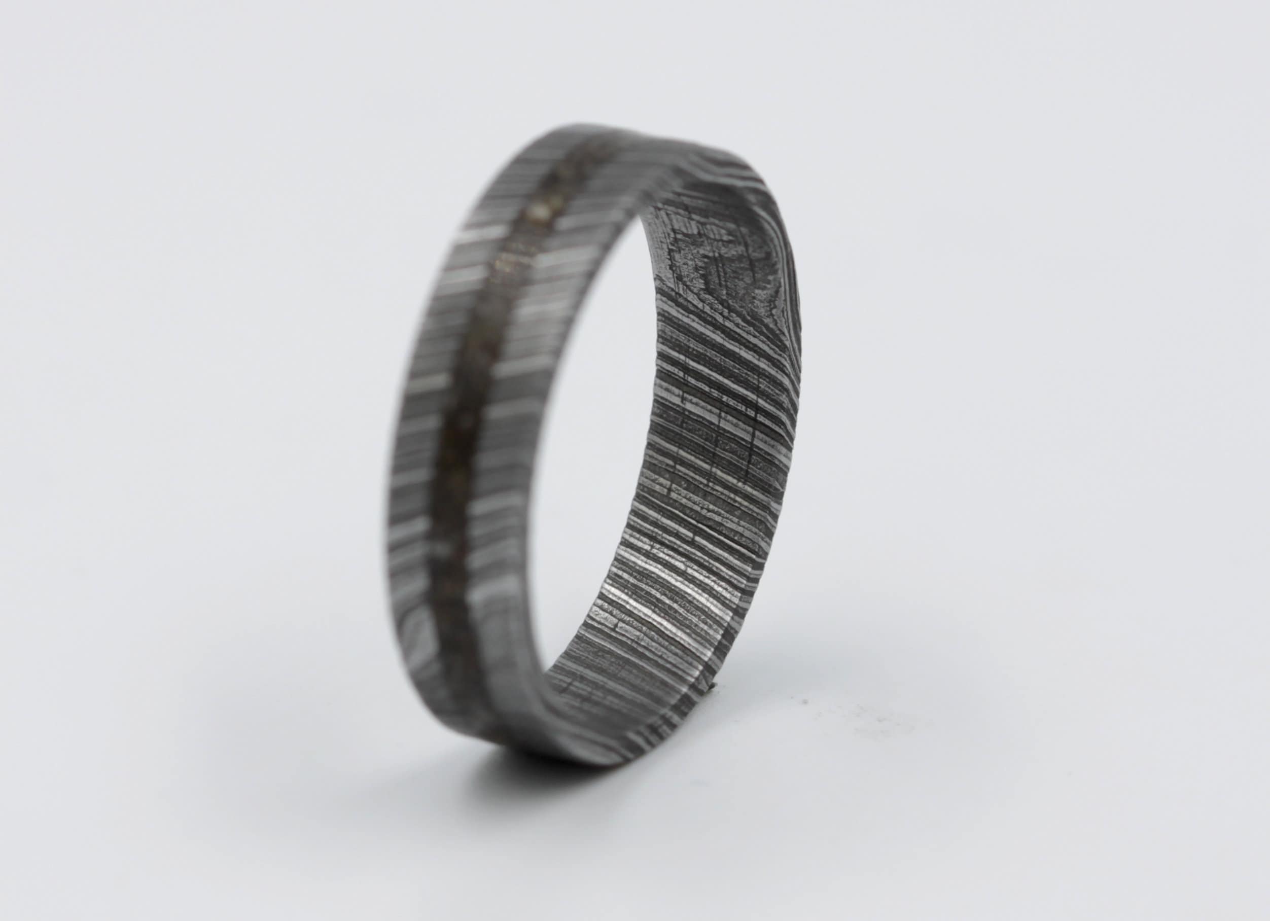 Damascus Steel ring dinosaur fossil wedding band man wedding | Etsy