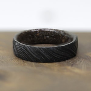 Damascus Steel Ring Dinosaur Fossil Wedding Band PETRIFIED Dinosaur ...