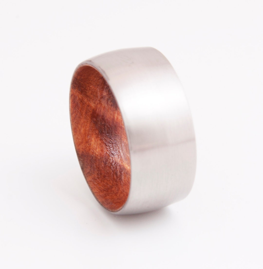 California Red Wood Ring for Men and Woman Titanium Wedding Band Dome ...