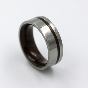 Black Walnut Ring Mens Wedding Band Wood Ring Gift Ring Titanium Wood ...