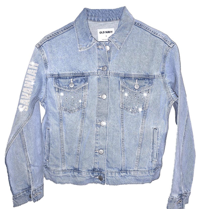 Boy Mom Embroidered Denim Jacket, Rhinestone Bling, Personalized Jean ...