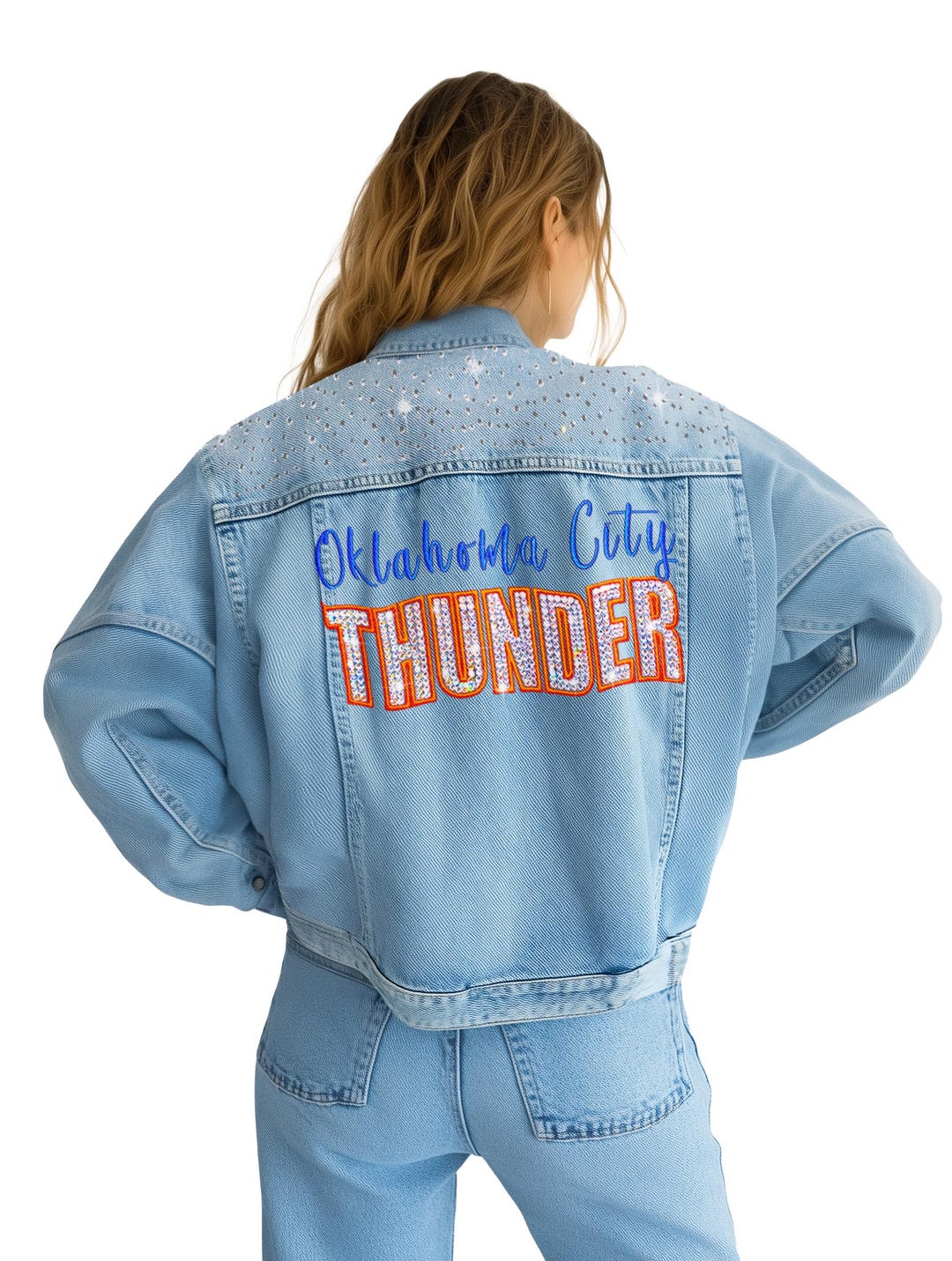 Oklahoma City Thunder Rhinestone Denim Jacket, Baseball Mom - Etsy UK