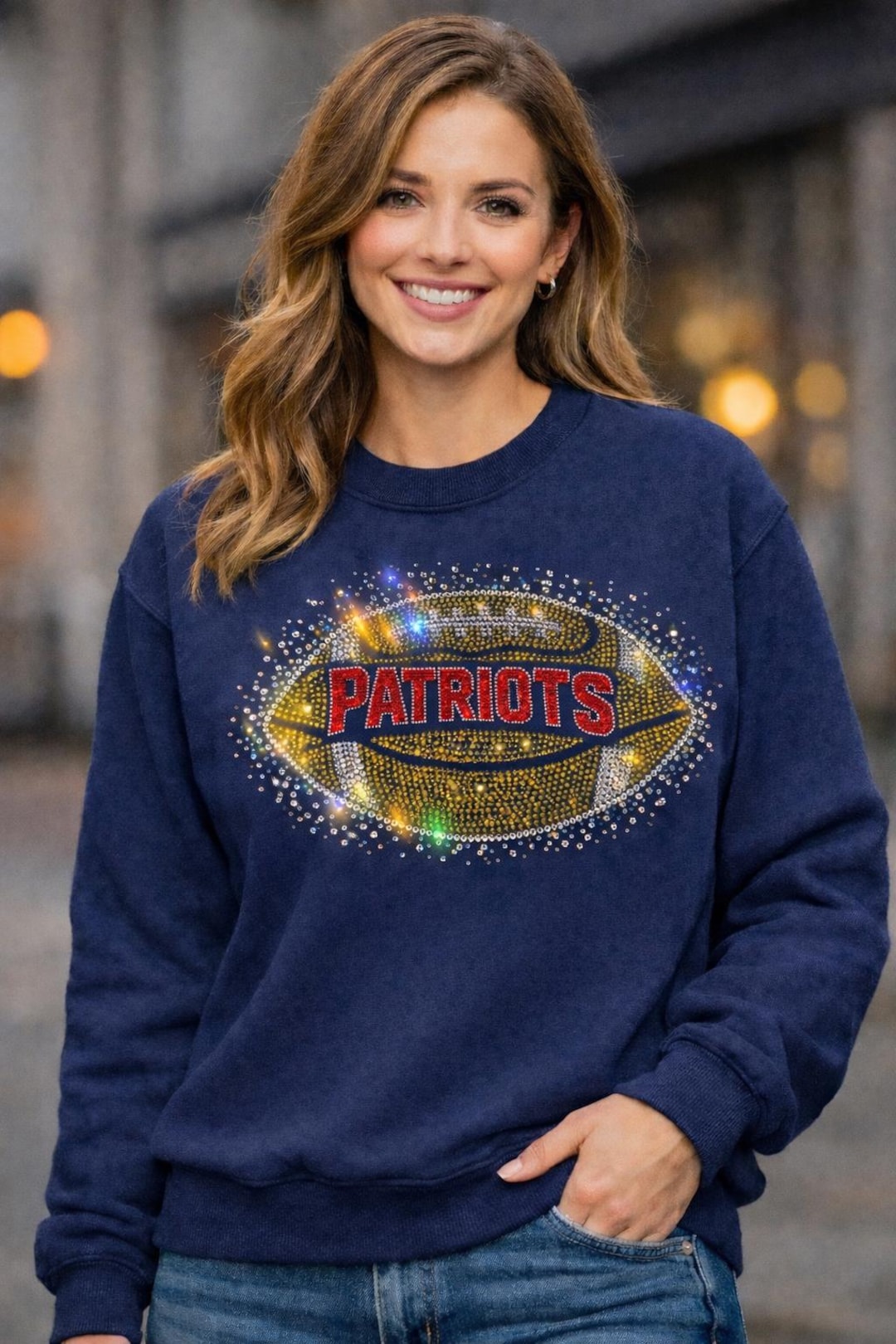 Rhinestone Patriots Sweatshirt | Sparkly Game Day Crewneck - Etsy