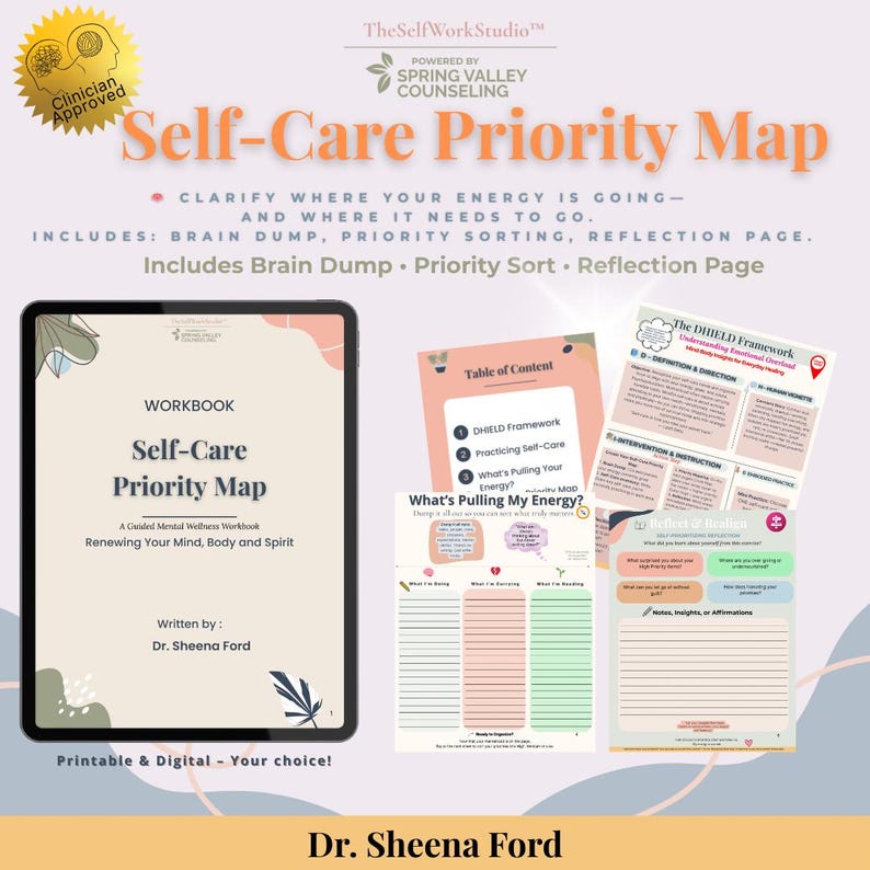 Self-care Priority Map™ | Mental Health Worksheet | Mindful Energy ...