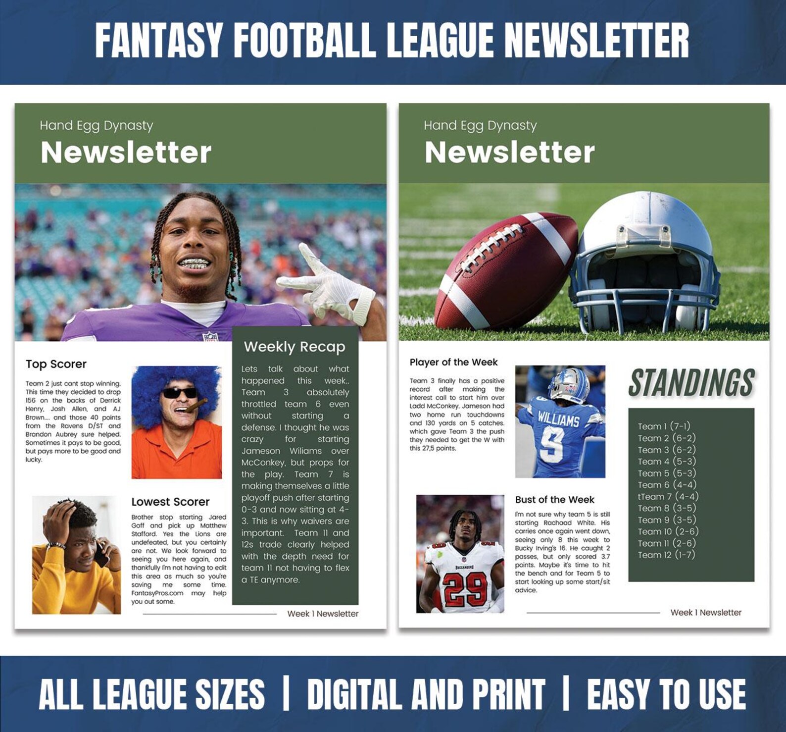 Fantasy Football League Newsletter Template: Weekly Recap (canva ...