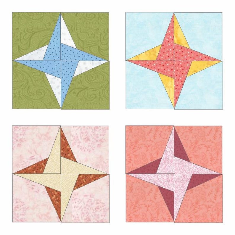 Fireball Quilt Block Pattern: Foundation Paper Piecing, 5 Sizes (PDF ...