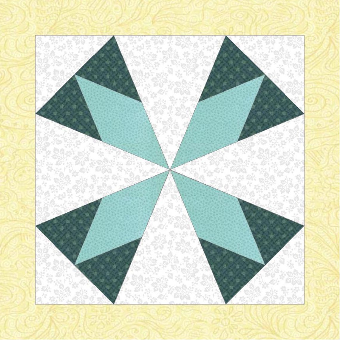 Diamond Star Quilt Block Pattern: Foundation Paper Piecing, 5 Sizes ...