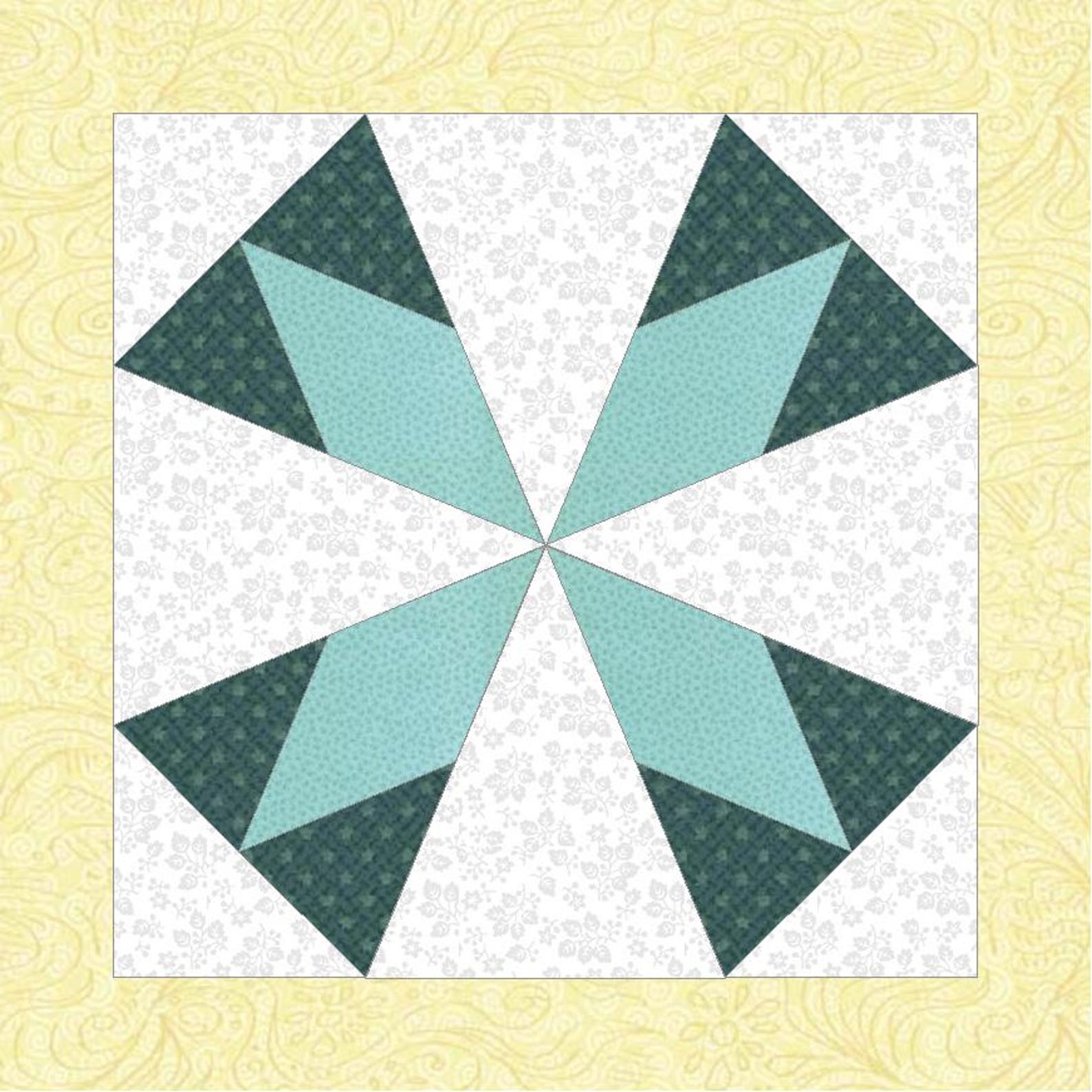 FPP Pattern: Diamond Star Block-- 5 Sizes, Foundation Paper-piecing ...
