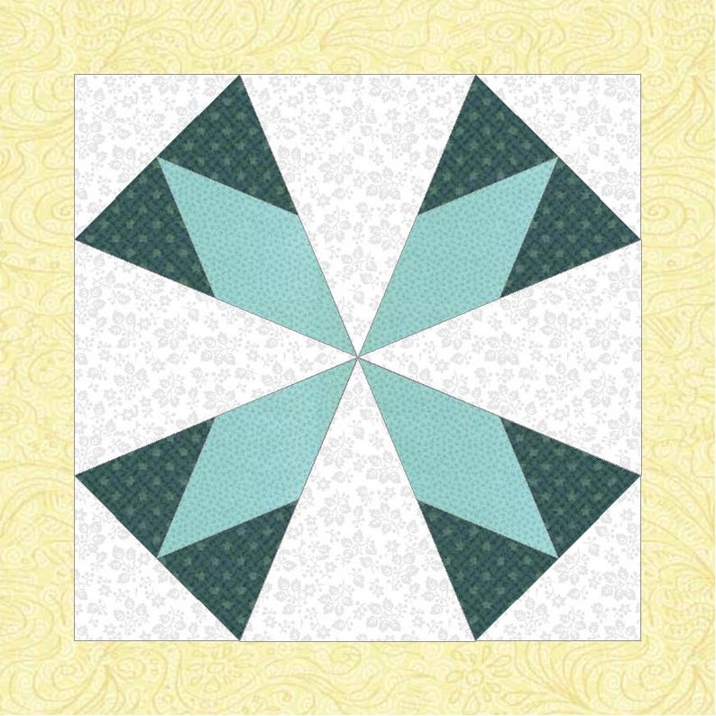 FPP Pattern: Diamond Star Block-- 5 Sizes, Foundation Paper-piecing ...