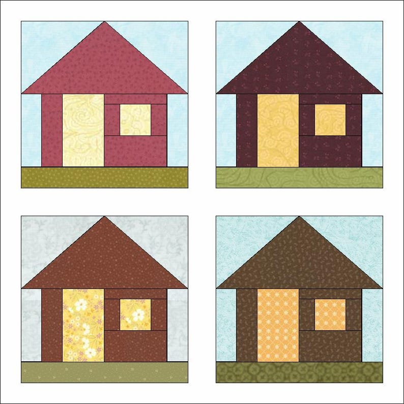 Little House Block: Foundation Paper Piecing Pattern, 6 Sizes (PDF ...