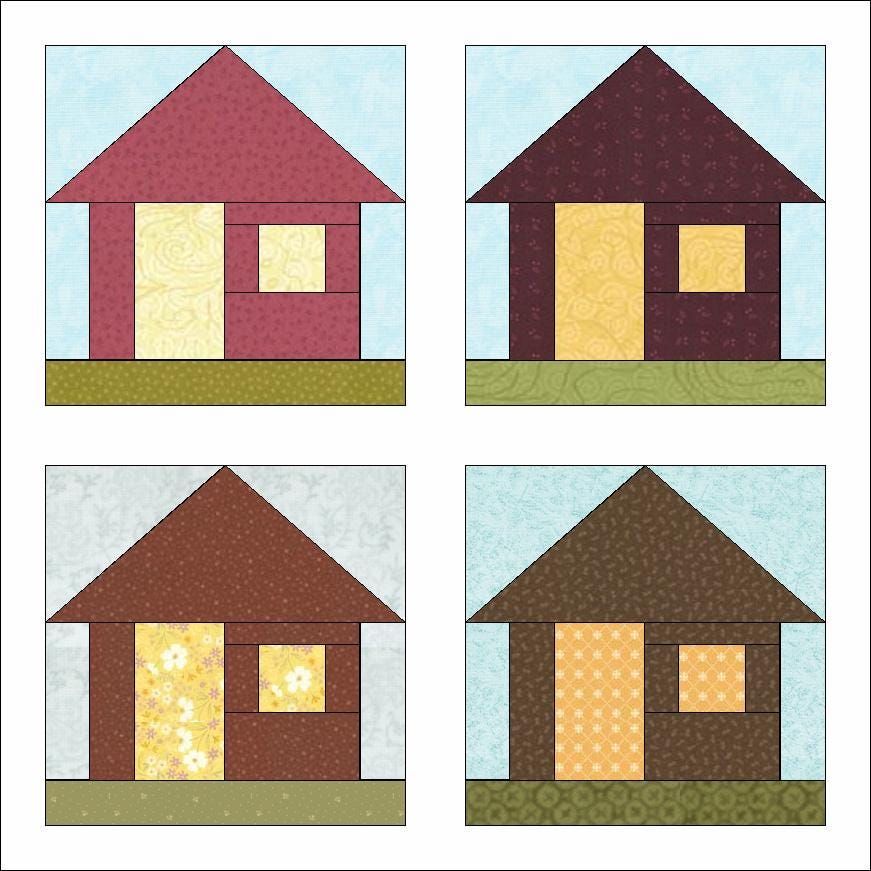 Little House Block: Foundation Paper Piecing Pattern, 6 Sizes (PDF ...