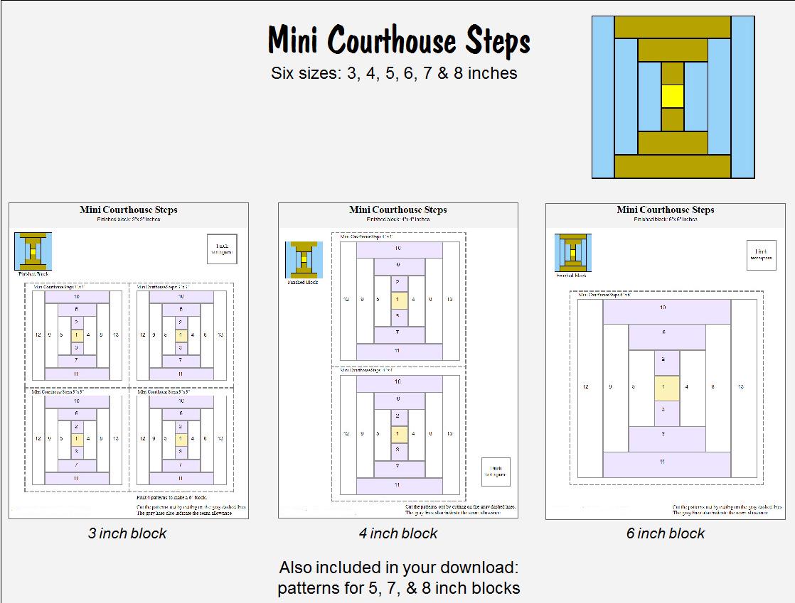 Mini Courthouse Steps Quilt Block Pattern: Foundation Paper Piecing, 6 ...