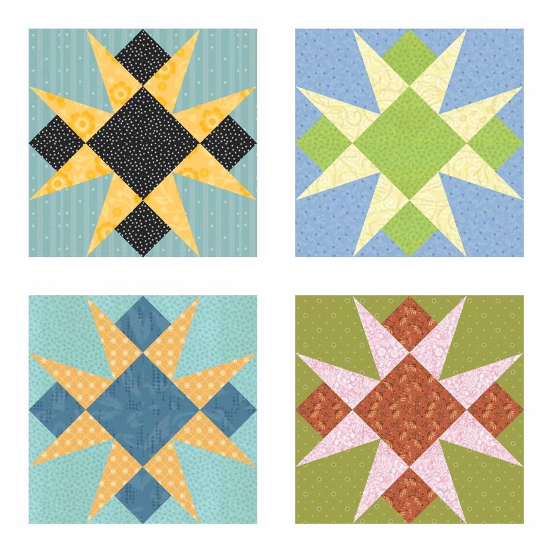 Broken Medallion Quilt Block Pattern: Foundation Paper Piecing, 6 Sizes ...