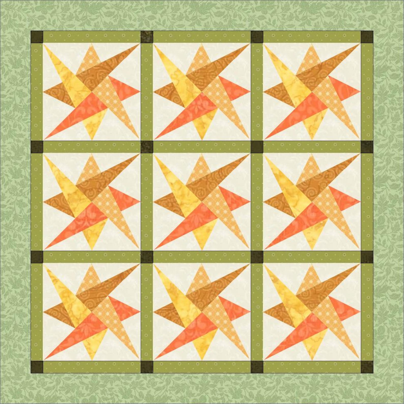 Laced Star Quilt Block Pattern: 7 Sizes, Paper Piecing (PDF Download ...