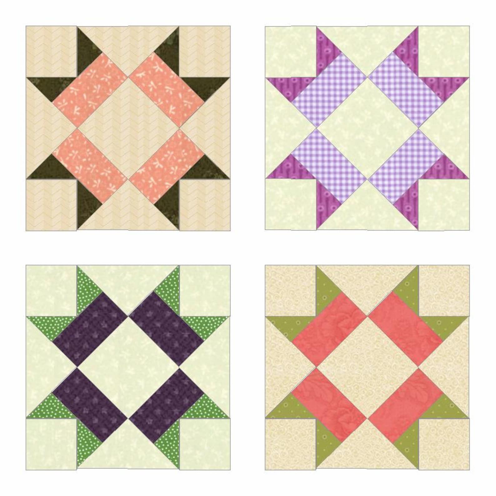 Kentucky Star Quilt Block Pattern: Paper Piecing (PDF Download) - Etsy