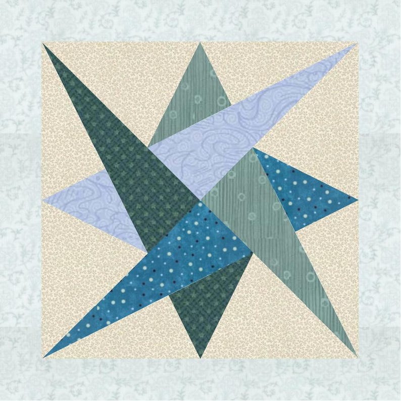 Laced Star Quilt Block Pattern: 7 Sizes, Paper Piecing (PDF Download ...