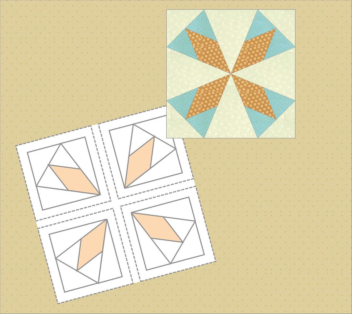 FPP Pattern: Diamond Star Block-- 5 Sizes, Foundation Paper-piecing ...