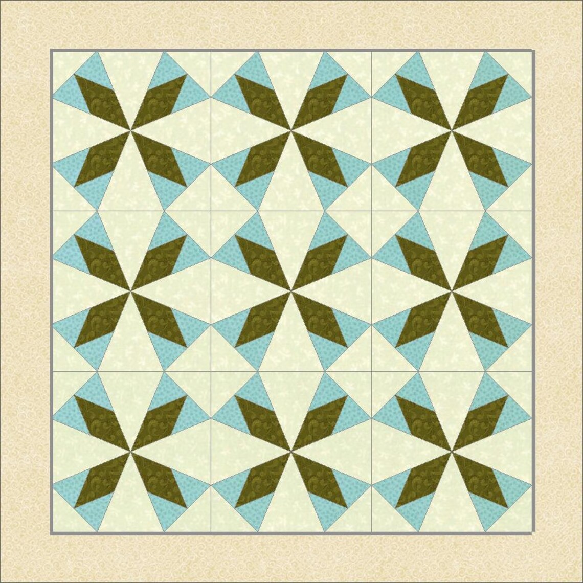 FPP Pattern: Diamond Star Block-- 5 Sizes, Foundation Paper-piecing ...