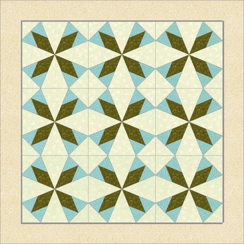 Diamond Star Quilt Block Pattern: Foundation Paper Piecing, 5 Sizes ...