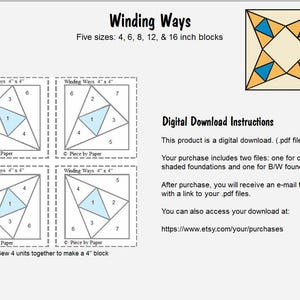 Winding Ways Quilt Block Pattern: Foundation Paper Piecing (PDF ...