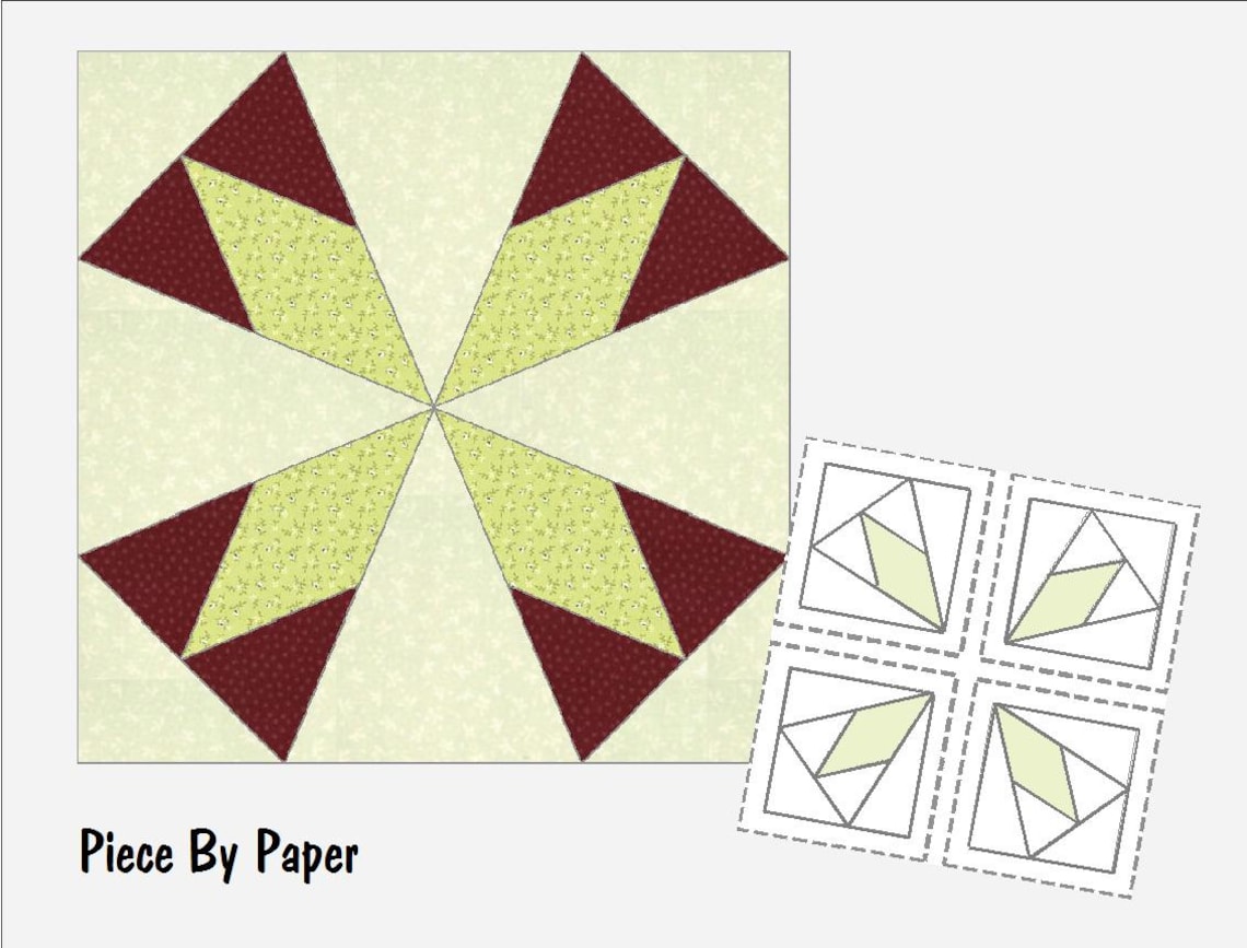 Diamond Star Quilt Block Pattern: Foundation Paper Piecing, 5 Sizes ...