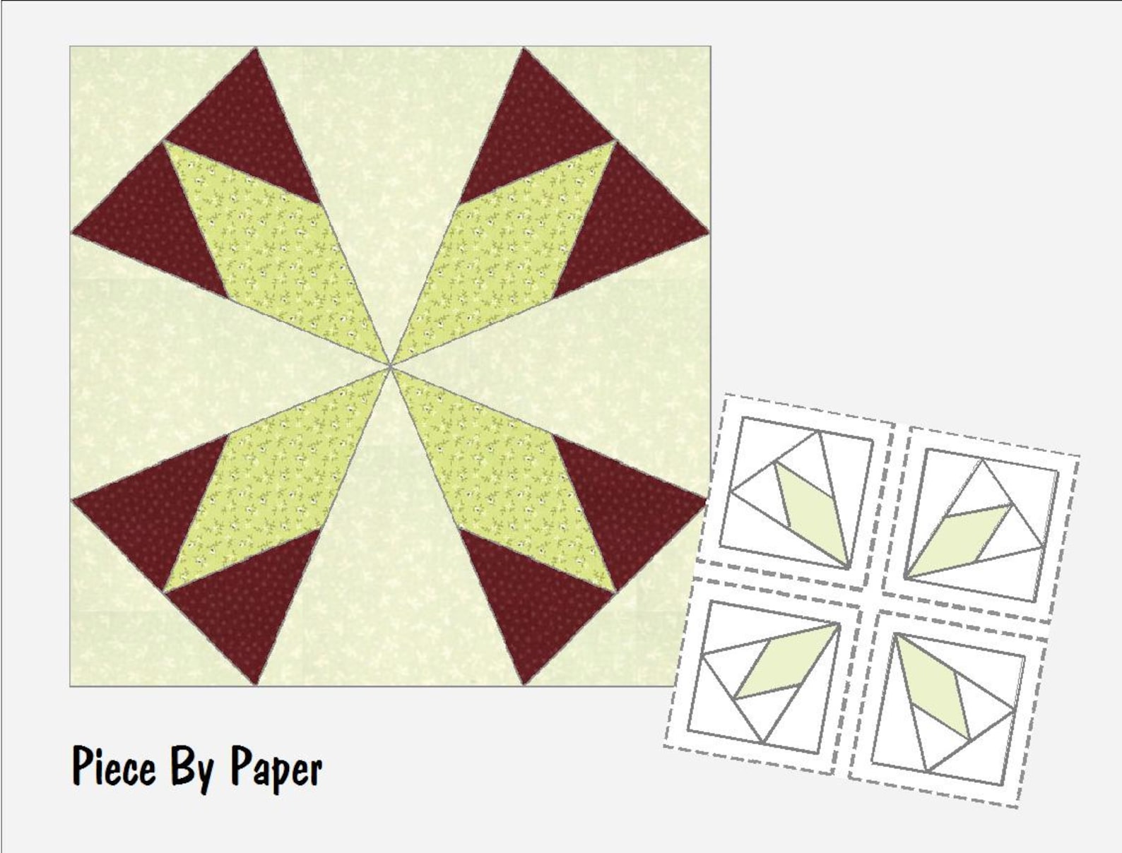 FPP Pattern: Diamond Star Block-- 5 Sizes, Foundation Paper-piecing ...