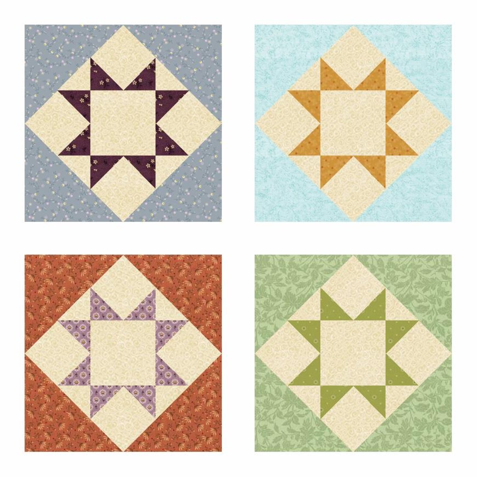 Carolina Star Quilt Block Pattern: Paper Piecing, 7 Sizes (PDF Download ...