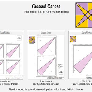 FPP Pattern: Crossed Canoes Block-- 5 Sizes, Foundation Paper-piecing ...