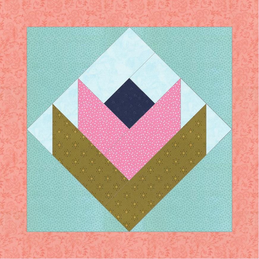 FPP Pattern: Log Cabin Rose -- 6 Sizes, Foundation Paper-piecing ...