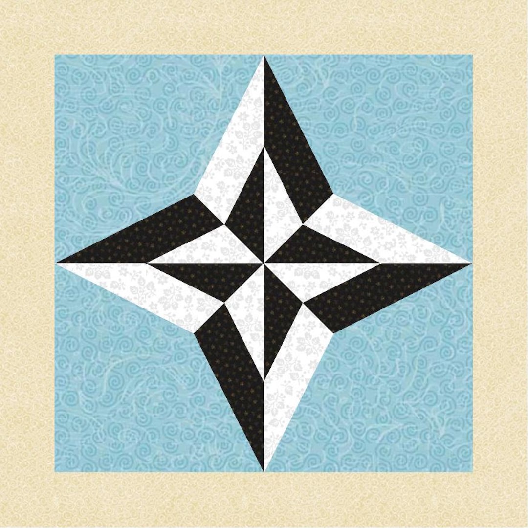 North Star Quilt Block: Paper Piecing Pattern (PDF Download) - Etsy