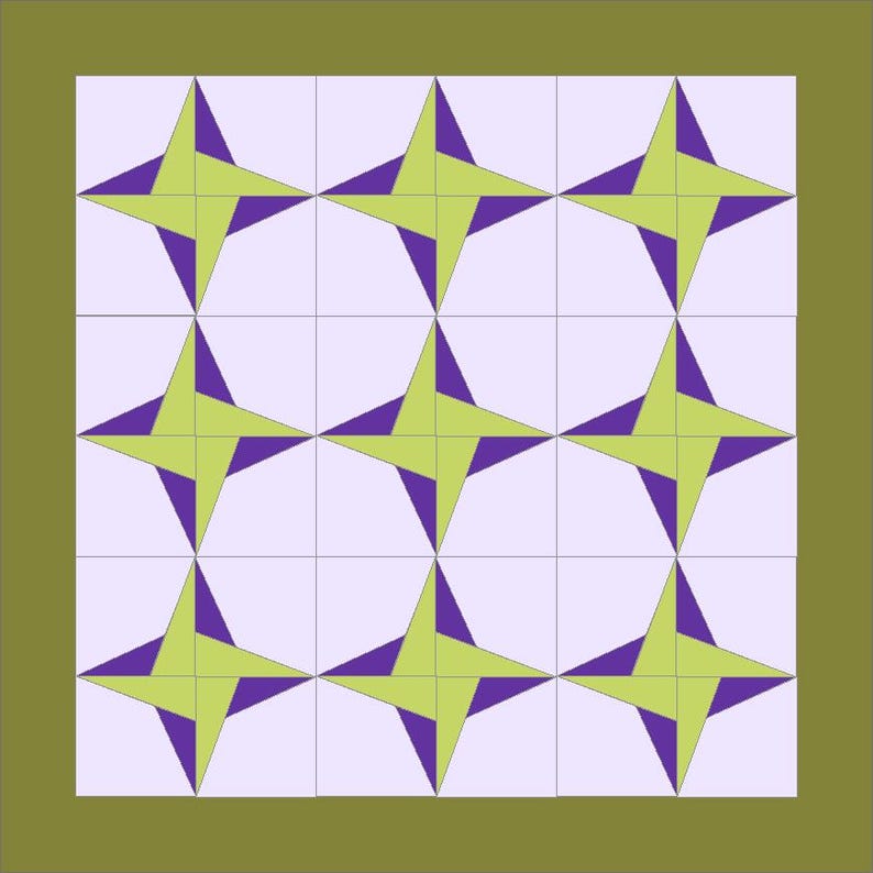 FPP Pattern: Fireball Block-- 5 Sizes, Foundation Paper-piecing Pattern ...