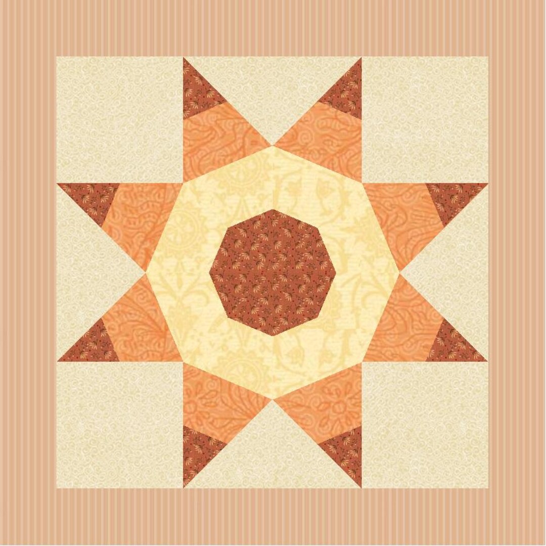 FPP Pattern: Sunshine Star Block-- 6 Sizes, Foundation Paper-piecing ...
