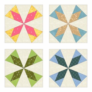 Diamond Star Quilt Block Pattern: Foundation Paper Piecing, 5 Sizes ...