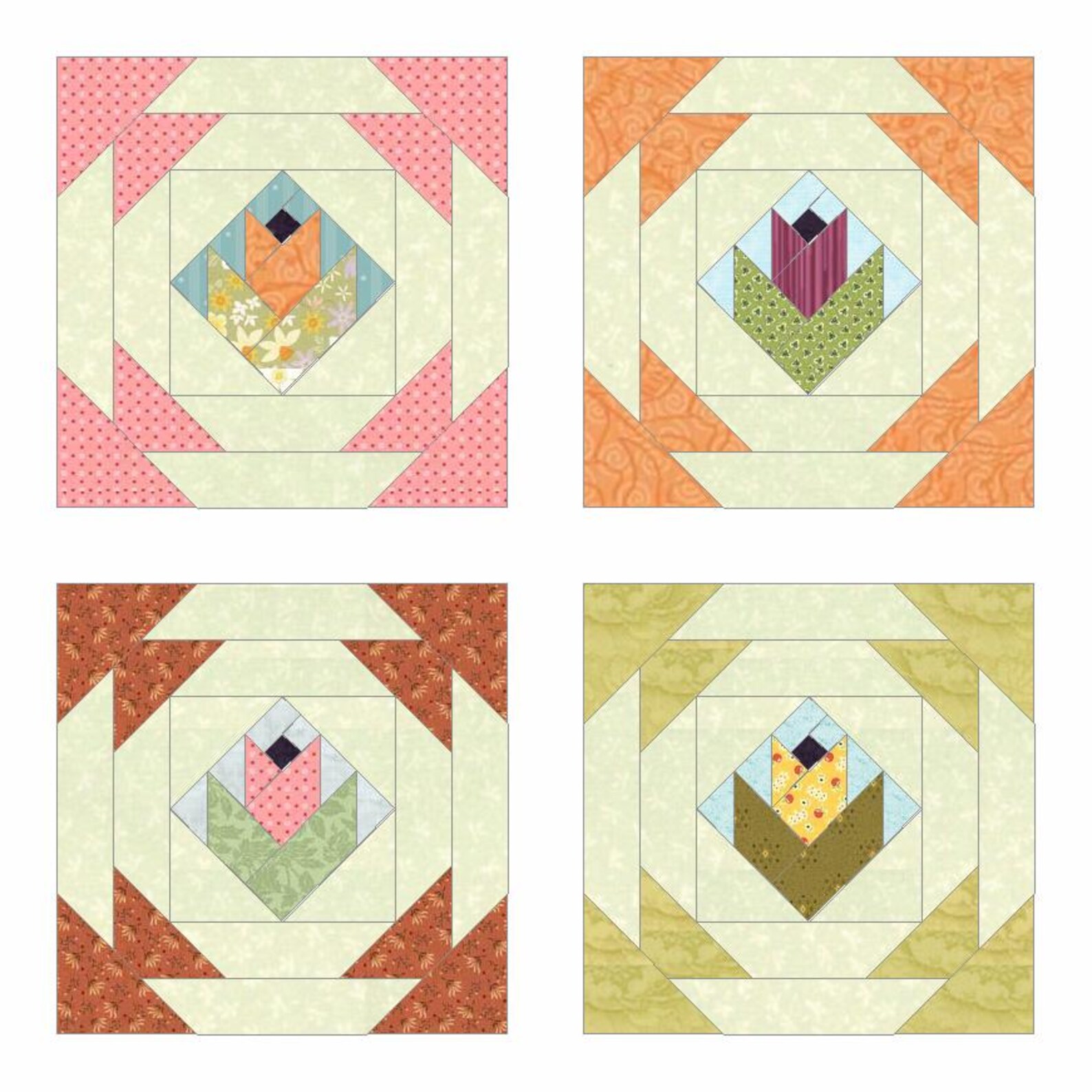 Pineapple Rose Quilt Block Pattern: Foundation Paper Piecing (PDF ...