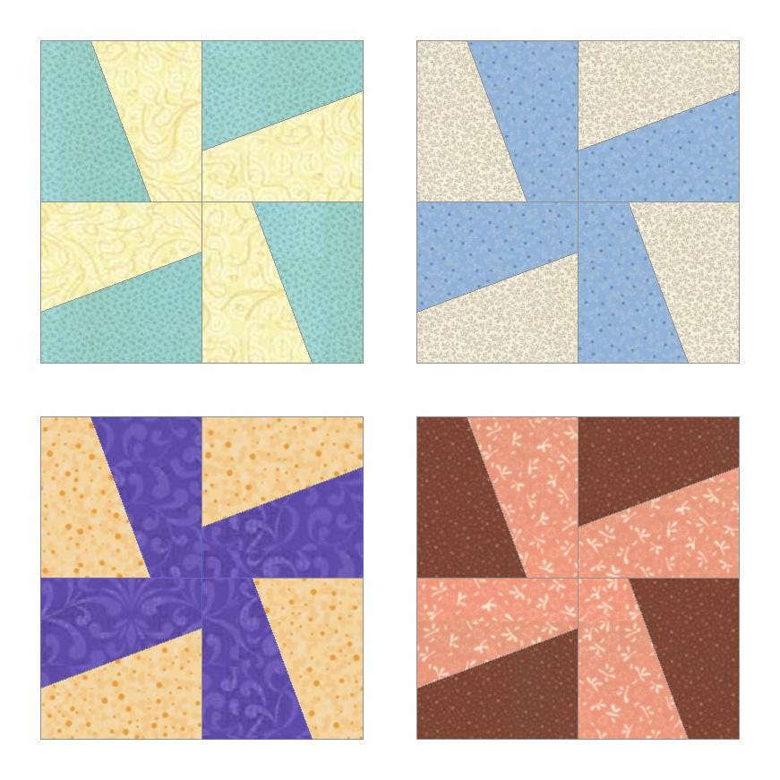 Windmill Quilt Block: Foundation Paper Piecing Pattern (PDF Download ...