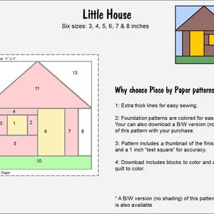 Little House Block: Foundation Paper Piecing Pattern, 6 Sizes (PDF ...