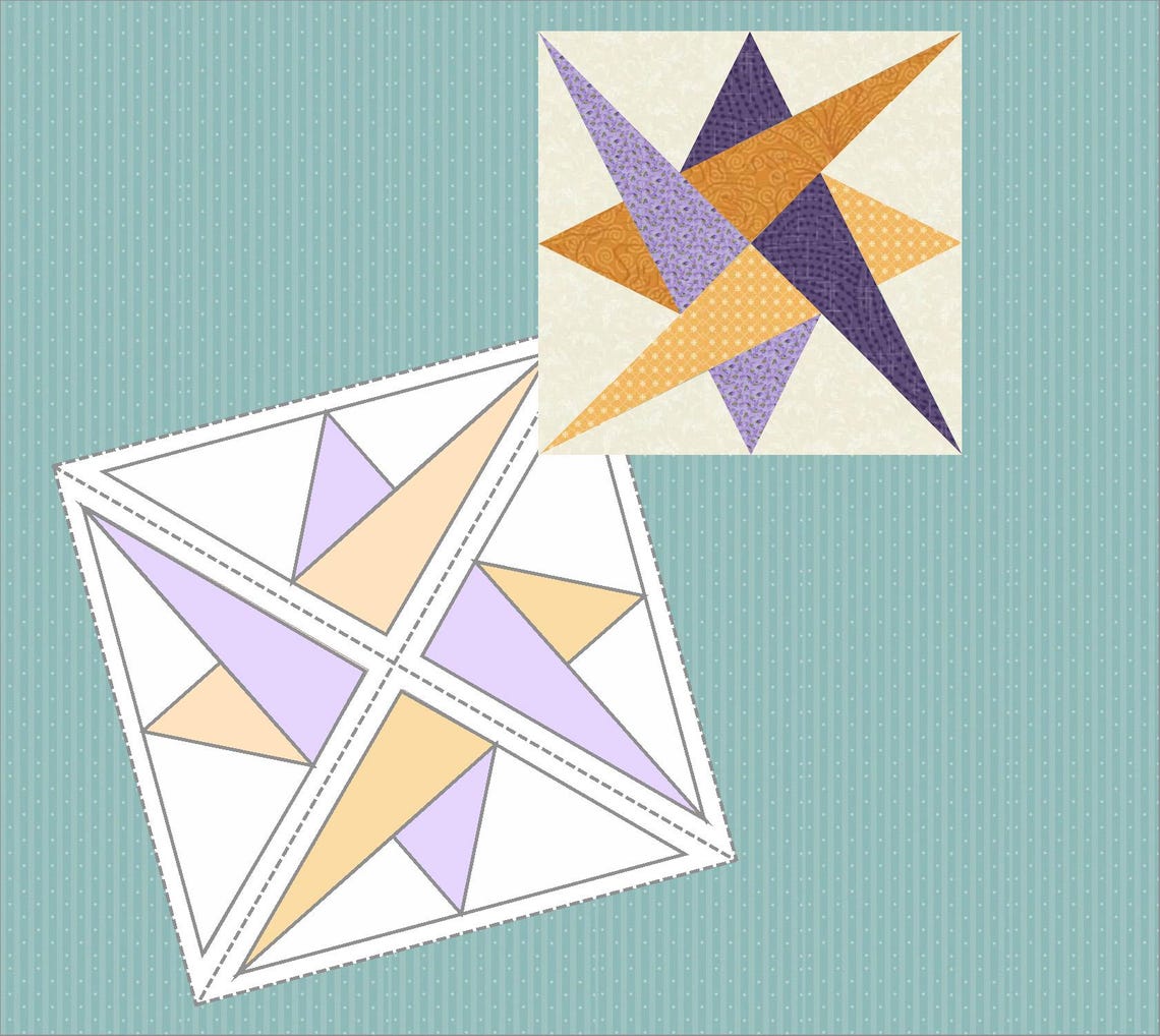 Laced Star Quilt Block Pattern: 7 Sizes, Paper Piecing (PDF Download ...