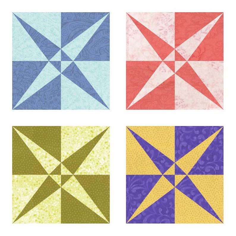 FPP Pattern: Crossed Canoes Block-- 5 Sizes, Foundation Paper-piecing ...