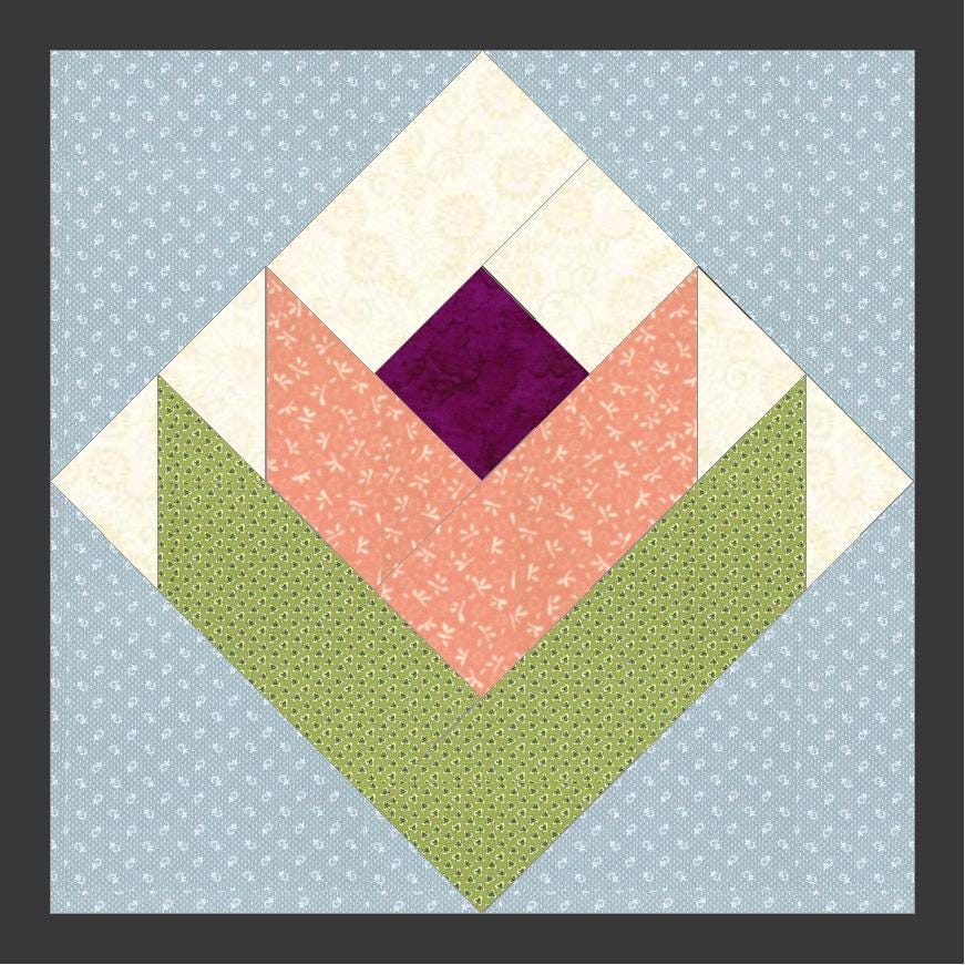FPP Pattern: Log Cabin Rose -- 6 Sizes, Foundation Paper-piecing ...
