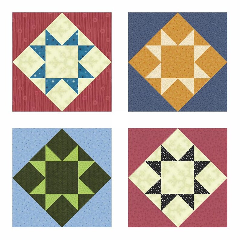 Carolina Star Quilt Block Pattern: Paper Piecing, 7 Sizes (PDF Download ...