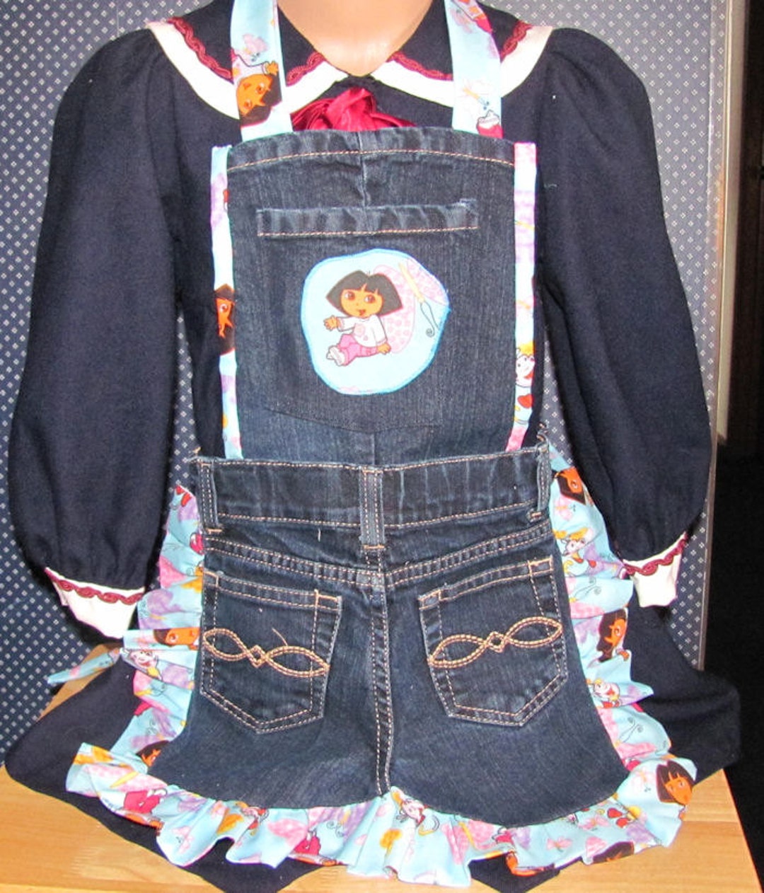 Dora Bib Apron, Child's, Girl's, Upcycled Jean - Etsy
