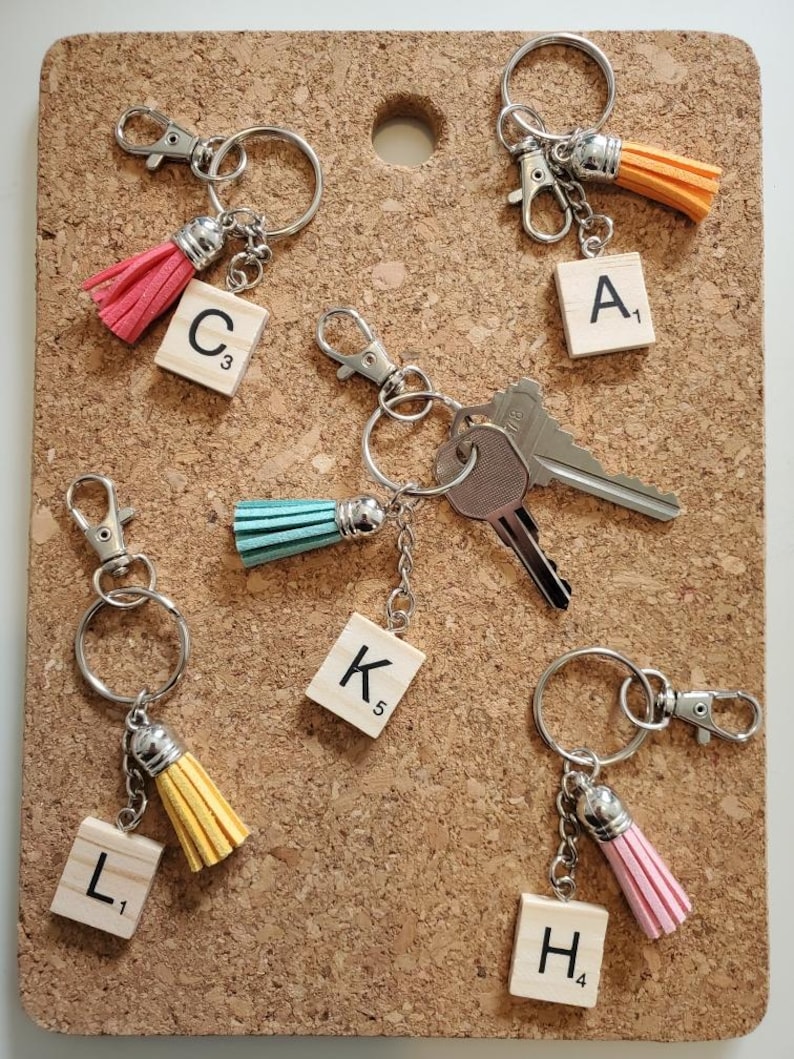 Personalized Letter Tile Keychain - Etsy