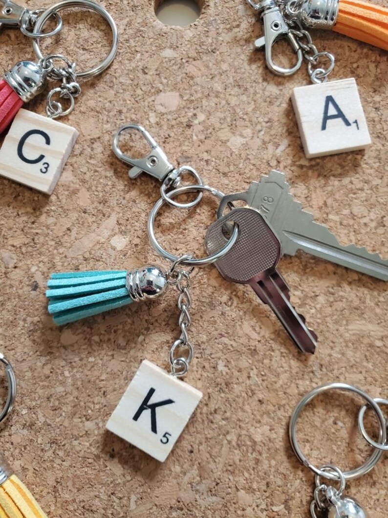 Personalized Letter Tile Keychain - Etsy