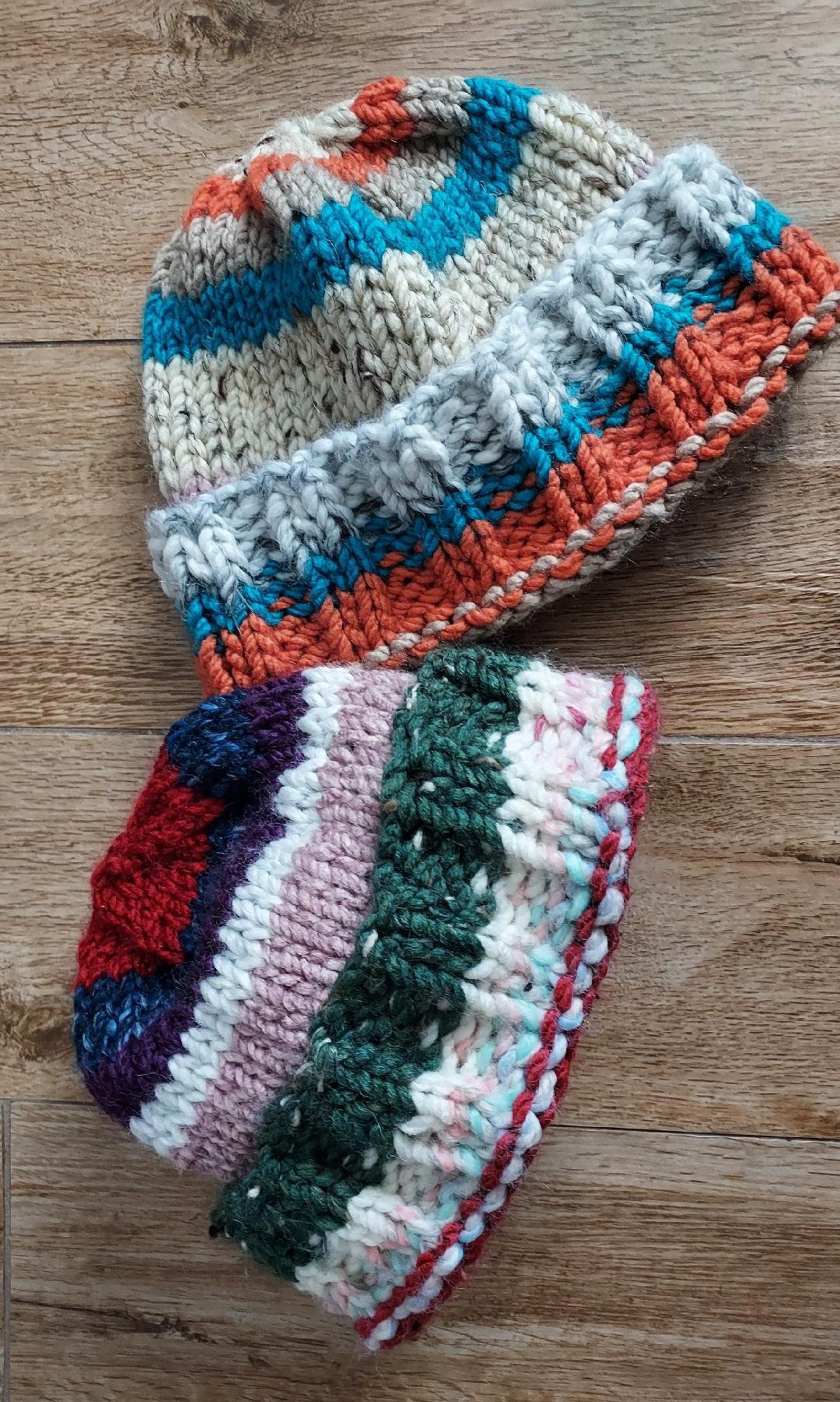 Hand Knit Scrap Beanie, Soft, Colorful, Cozy & Chunky Knit, Boho Beanie ...