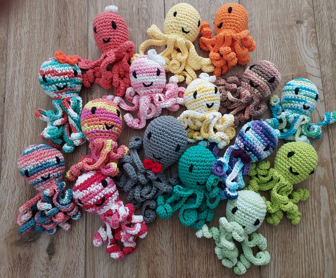 Crocheted Octopus Plush Toy, Preemie NICU Gift, Cotton Stuffed Animal ...